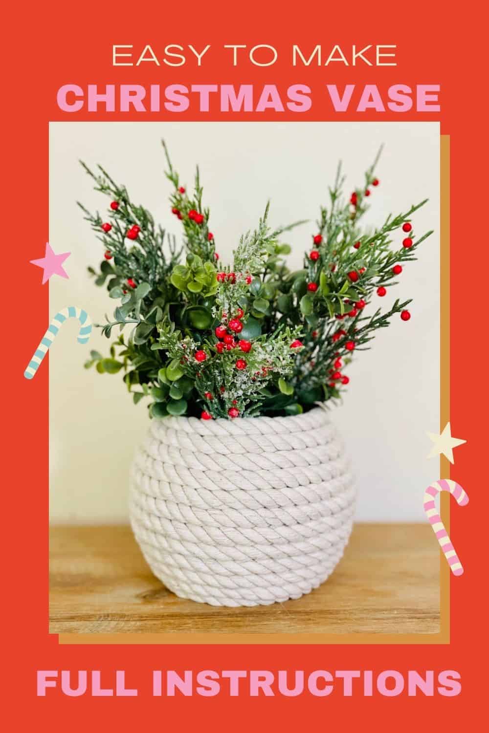 Pretty Christmas Rope Vase - ideal gift